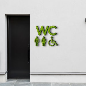 Restroom Door Sign, Wc Moss Sign, Preserved Moss Wc Wall Sign, Toilet ...