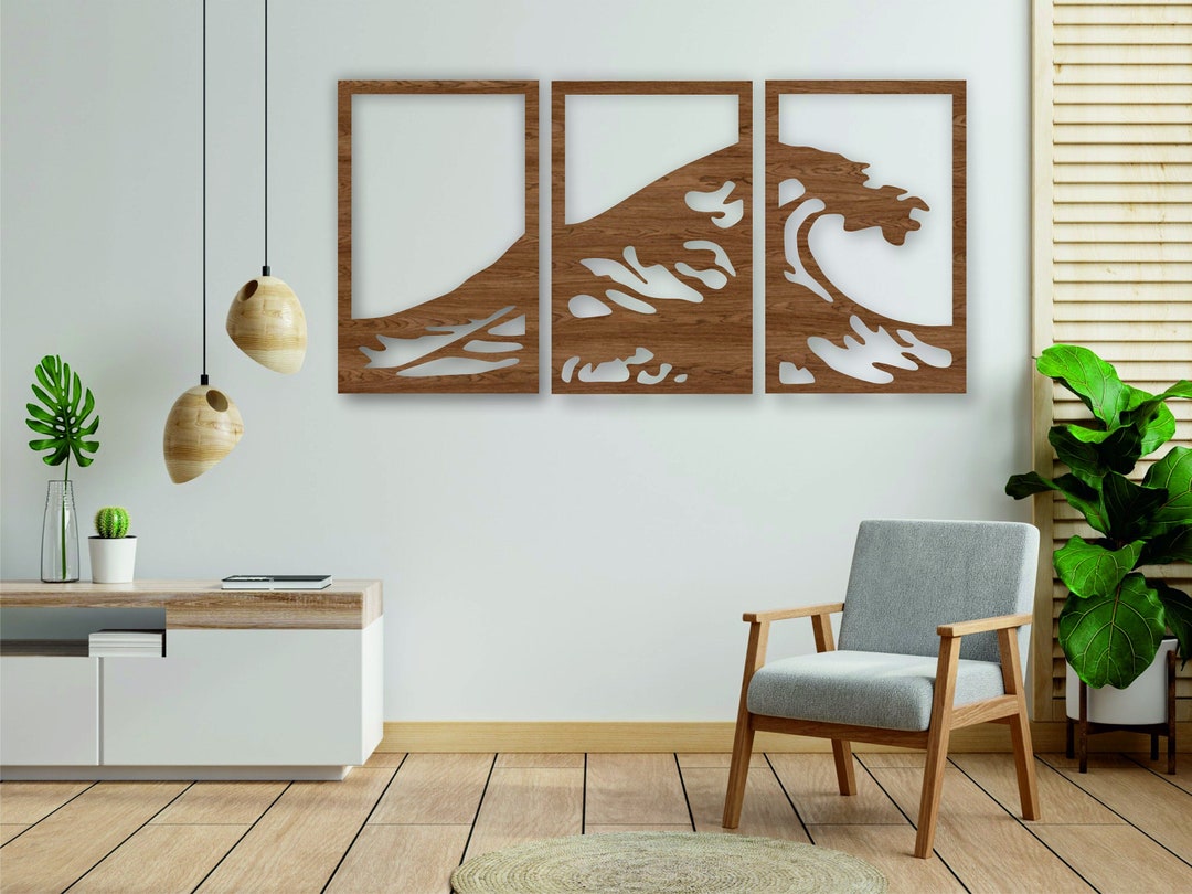Wood Wave Wall Decor, Sea Wall Panel Decor, Beach House Decor, Surfing ...