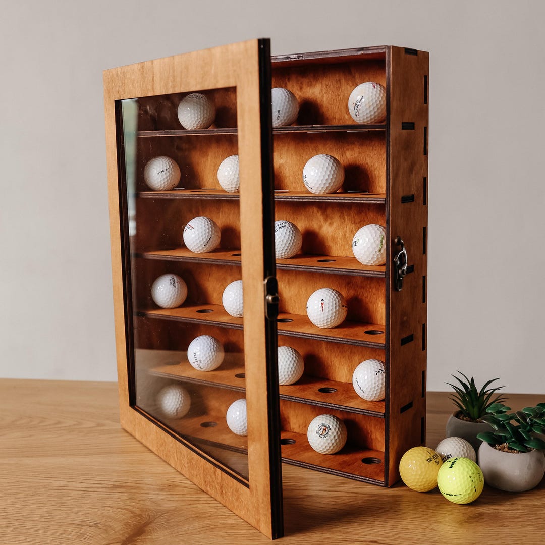 Wood Golf Ball Display Shelf, Wood Display Case for Golf Balls, Golf ...