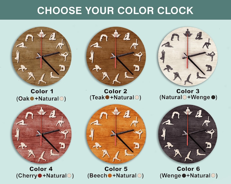Pilates Wall Clock, Yoga Poses Clock, Stretching Clock, Pilates Yoga ...