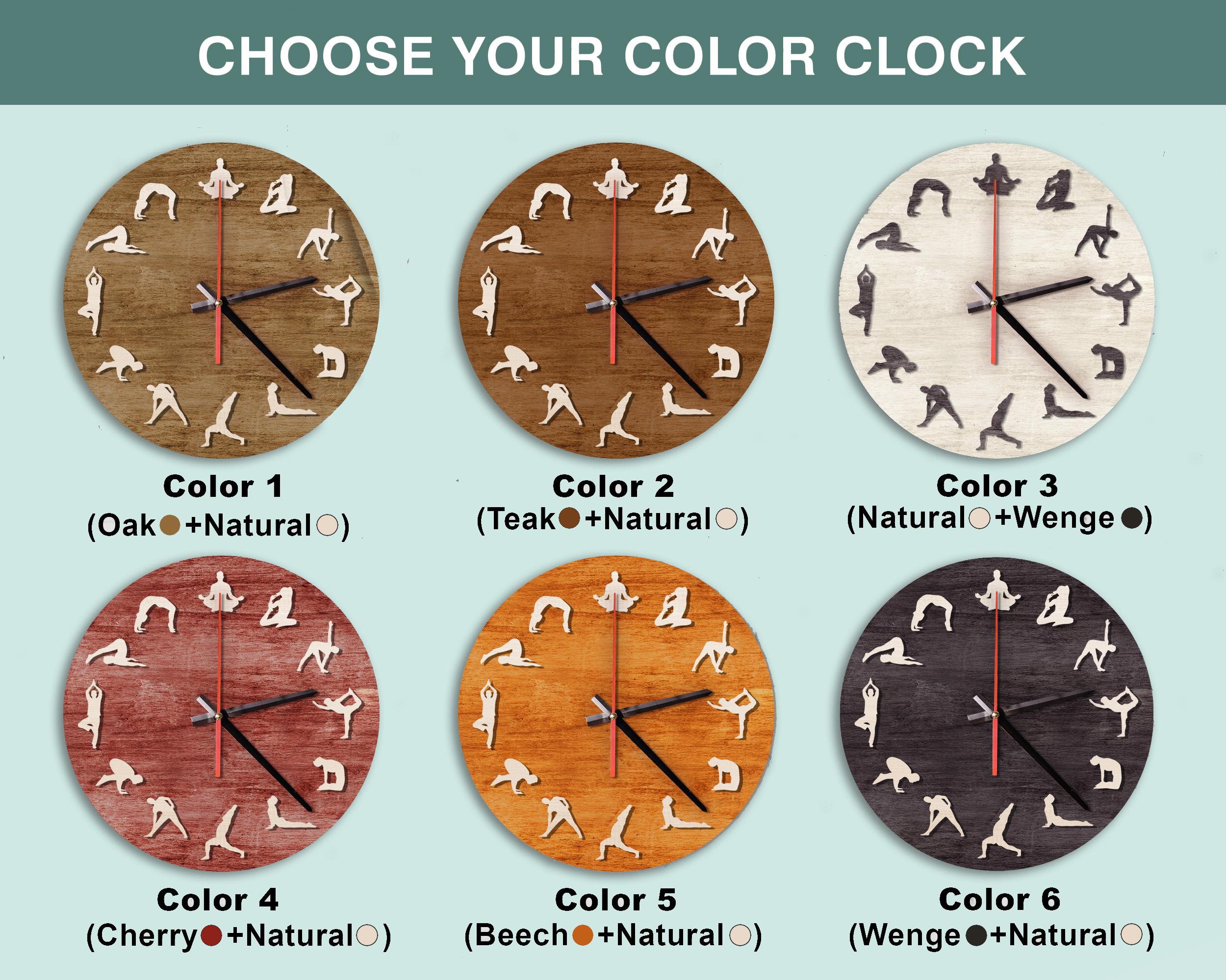 Pilates Wall Clock, Yoga Poses Clock, Stretching Clock, Pilates Yoga ...