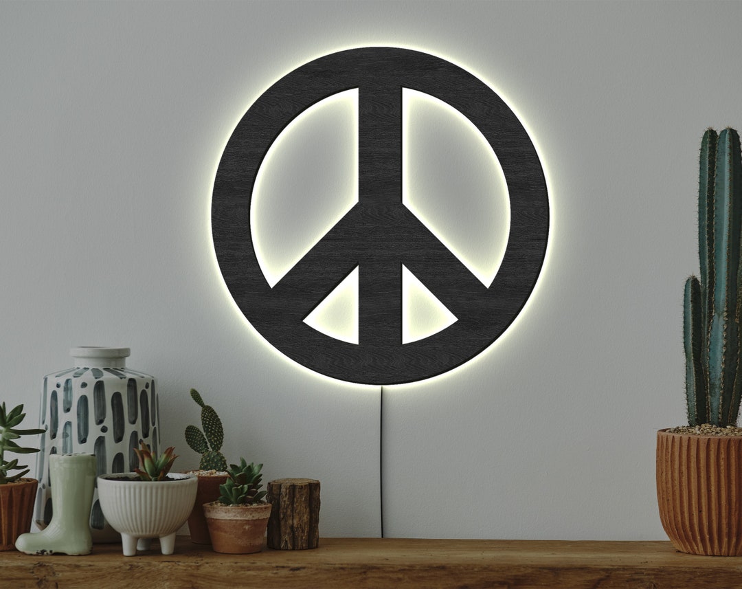 Peace Wall Art, Wooden Peace Sign With Led, Peace and Love Sign, Peace ...