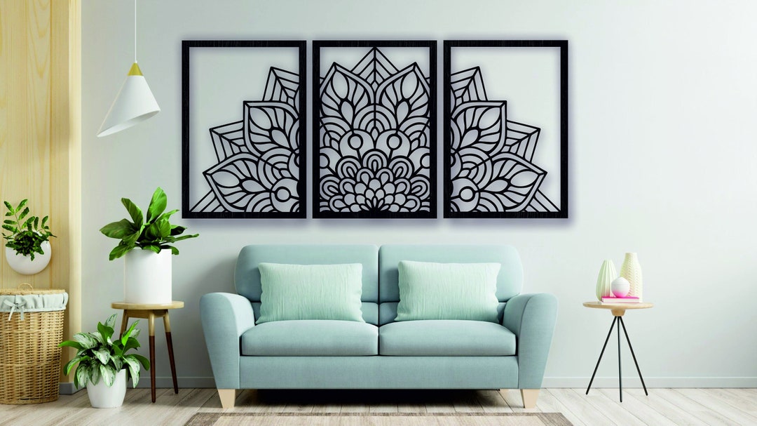 Mandala Wall Art - Set of 3 Mandala Wooden Panel - Wood Wall Art Set ...
