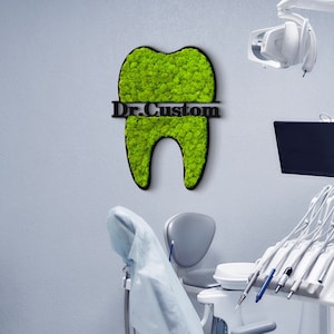 Dental Wall Moss Art, Moss Name Tooth, Dentist Office Sign, Tooth Wall ...