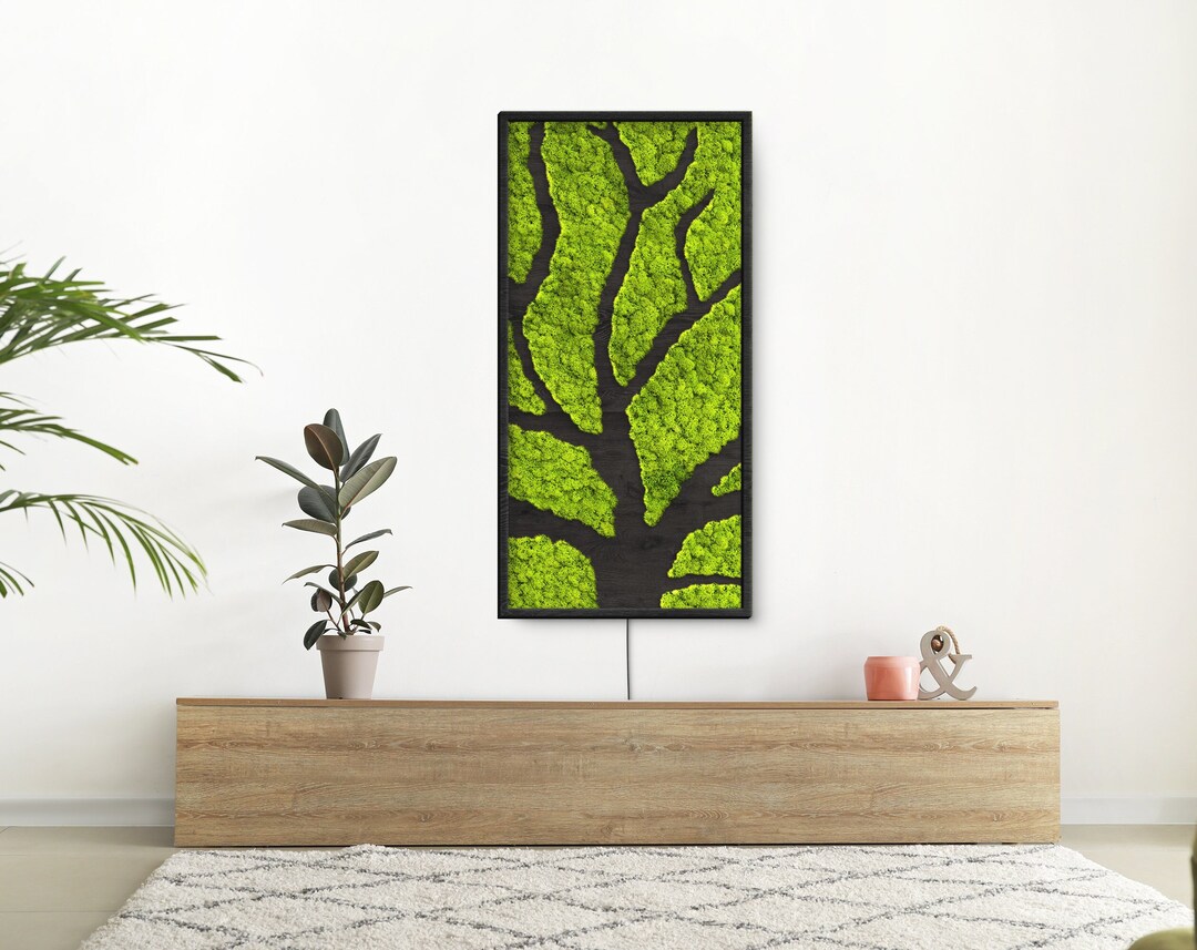 Moss Tree Wall Art, Aestethic Home Decor, Custom Natural Dried Moss ...