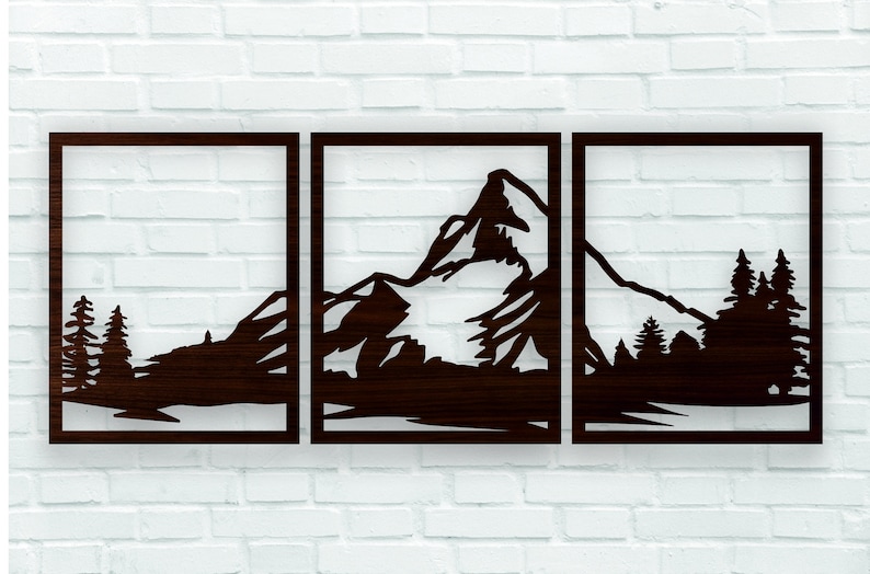 Mountains Wood Wall Art Mountain Wall Panels Decor Geometric - Etsy