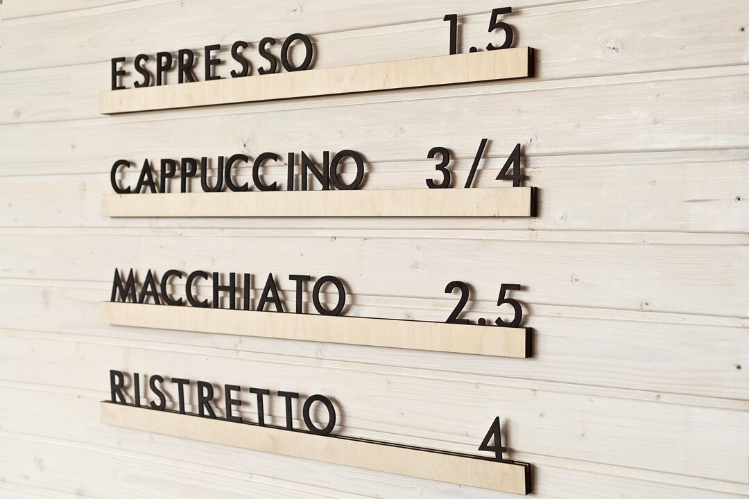 Wood Wall Rail Board, Cafe Menu Board, Changeable Letter Board, Custom ...