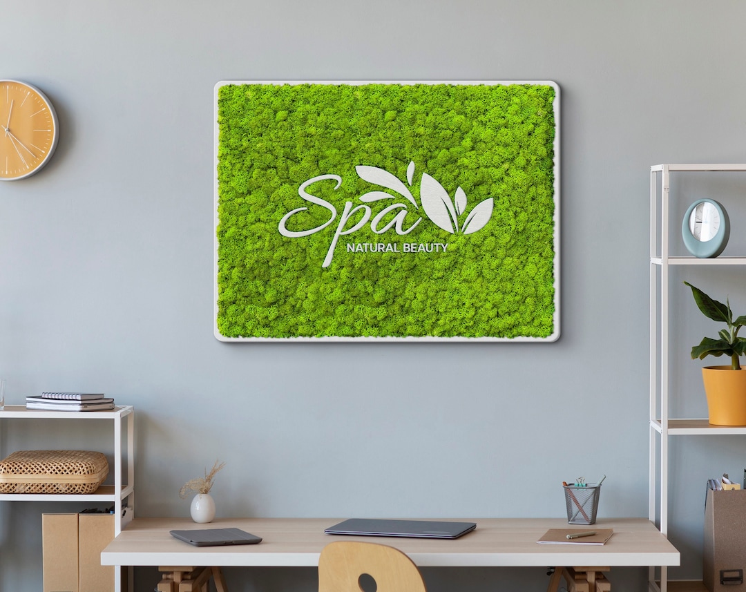 Moss Logo Sign, Custom Moss Wall Art, Preserved Moss Custom Logo Sign ...