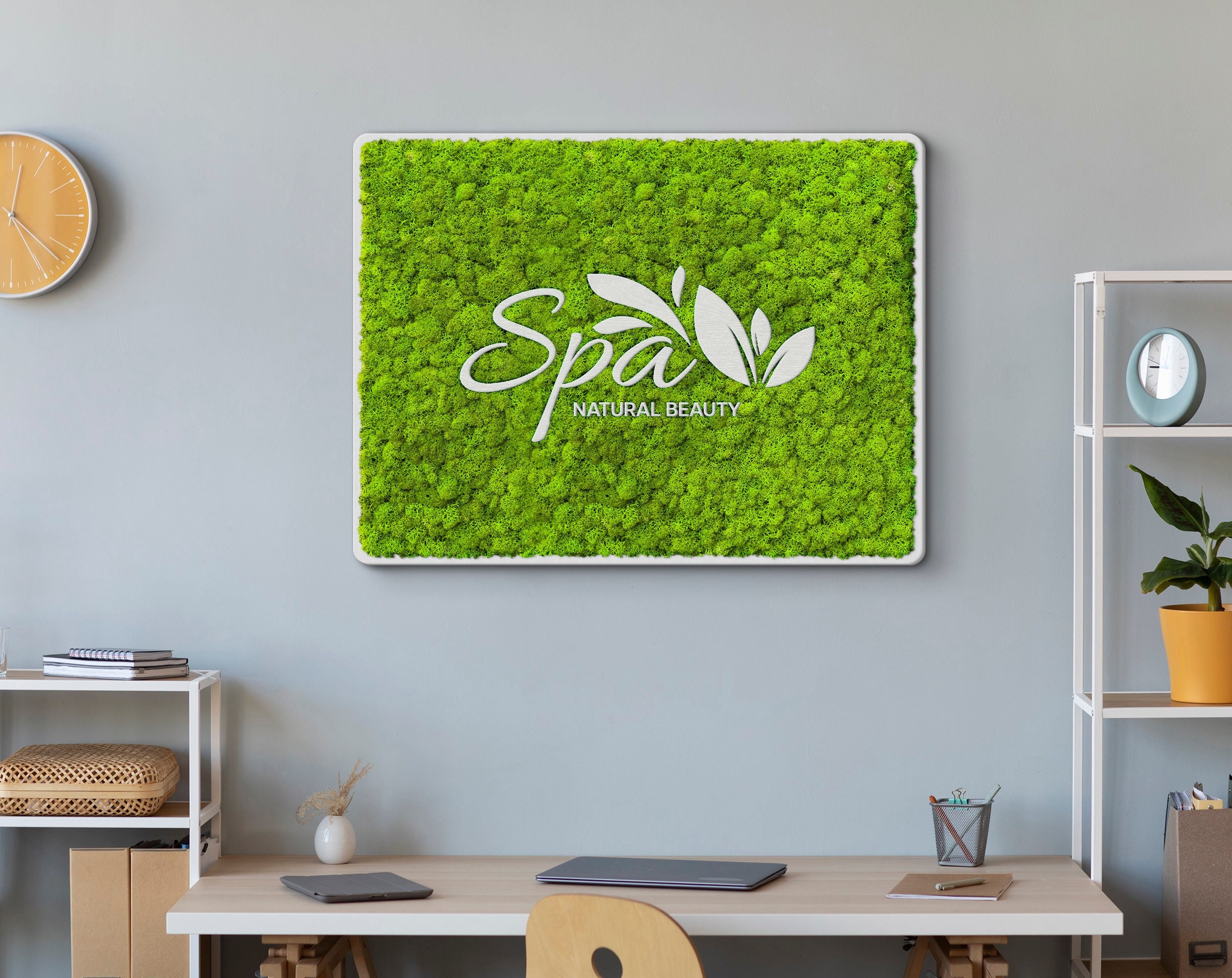 Moss Logo Sign Custom Moss Wall Art Preserved Moss Custom - Etsy