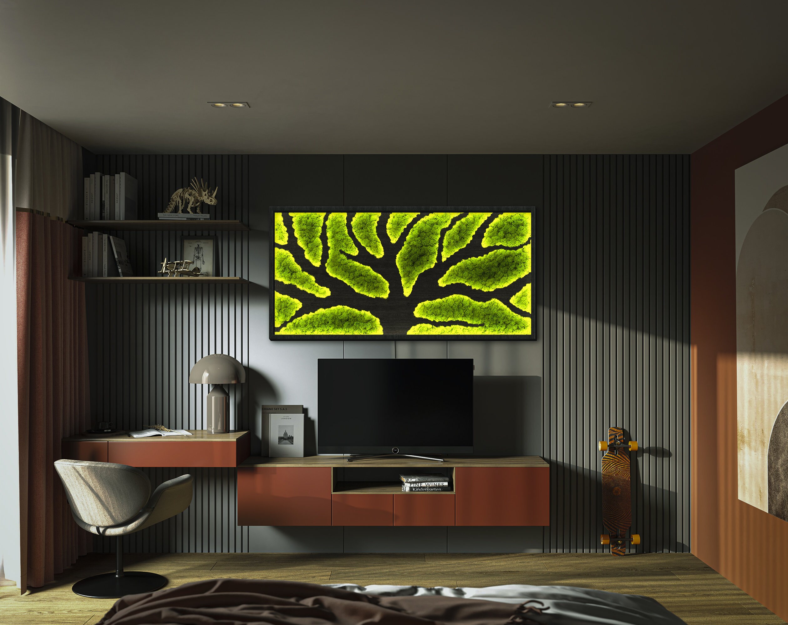 Preserved Moss Tree Wall Decor, Moss Wall Art, Custom Moss Wall Art ...