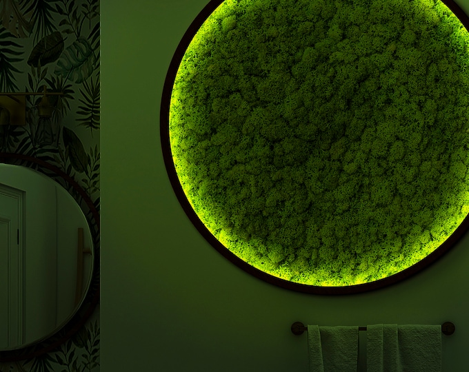 Beautiful Preserved Moss Artwork With LED Lights Live Moss LED Wall Art ...