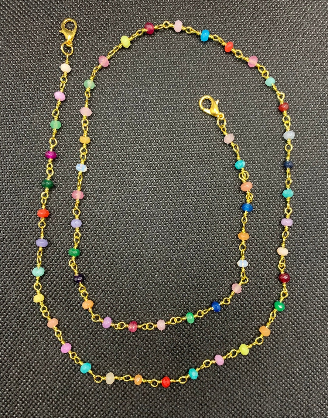 Rainbow Beaded Gold Mask Chain - Etsy