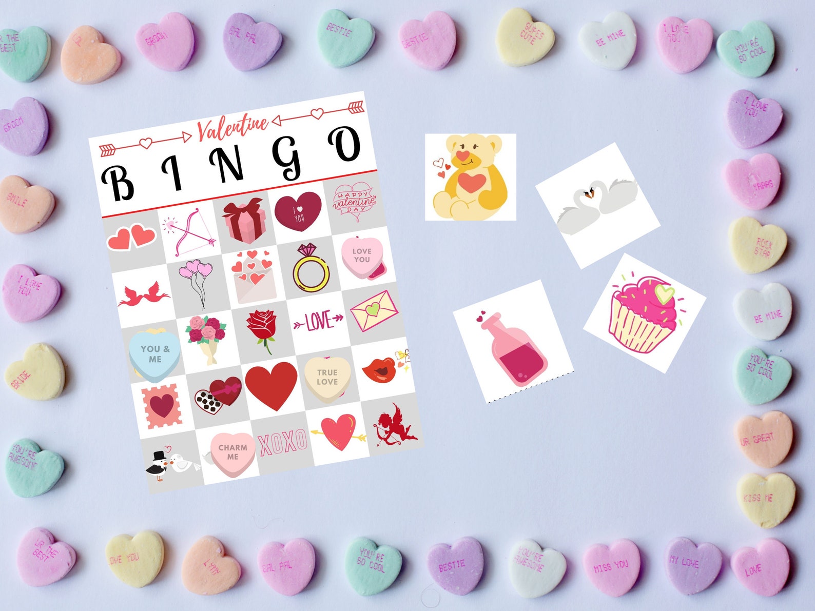 Valentine's Day BINGO Cards. Printable Valentine Themed Picture BINGO ...
