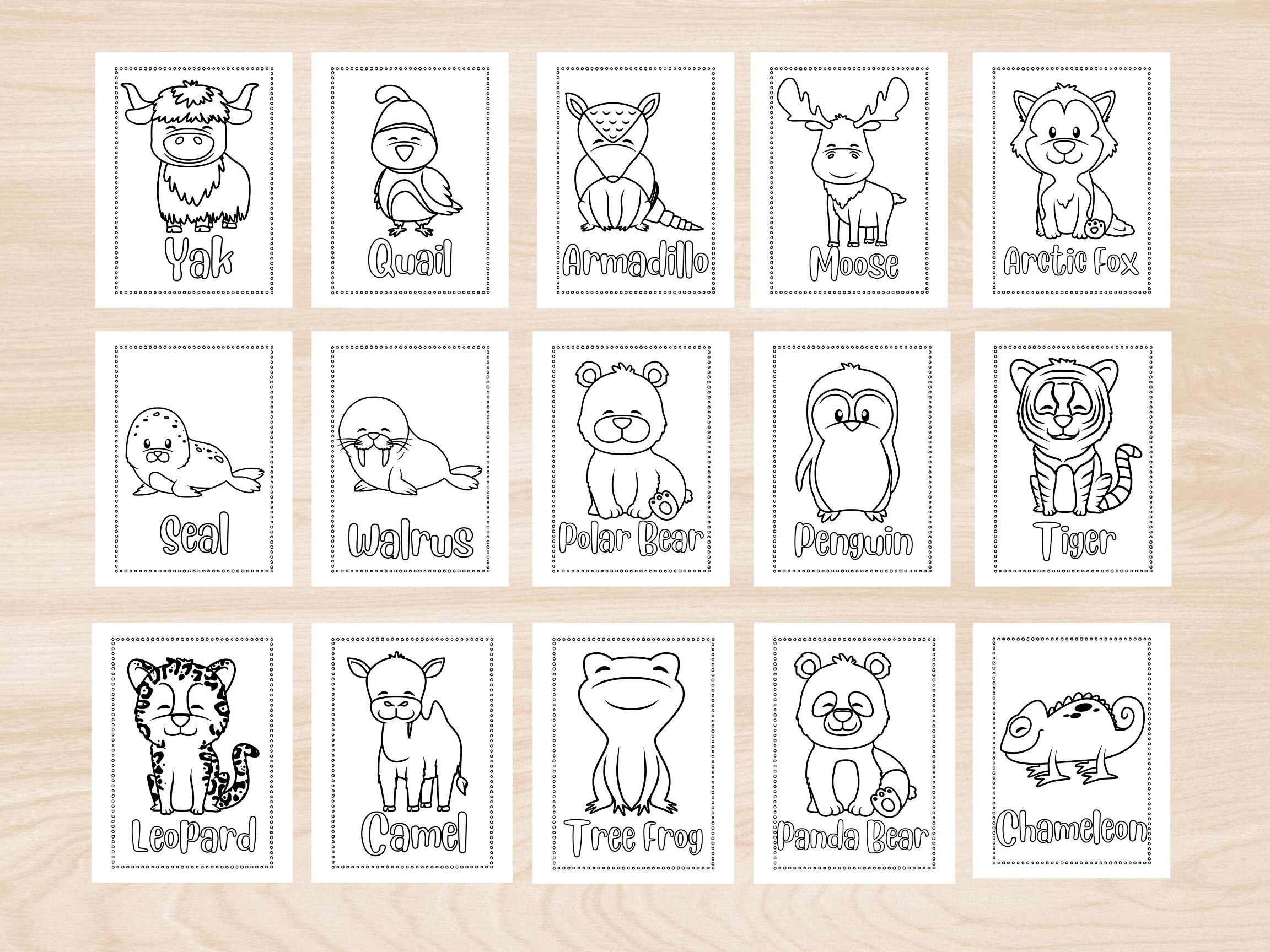 Cute Animal Coloring Page Bundle. Printable Activity for Kids ...
