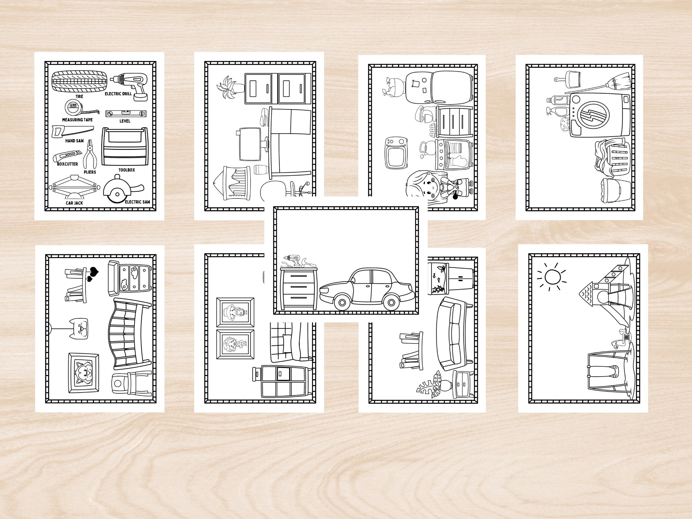 House Vocabulary Coloring Pages for Kids. Educational Coloring Activity ...