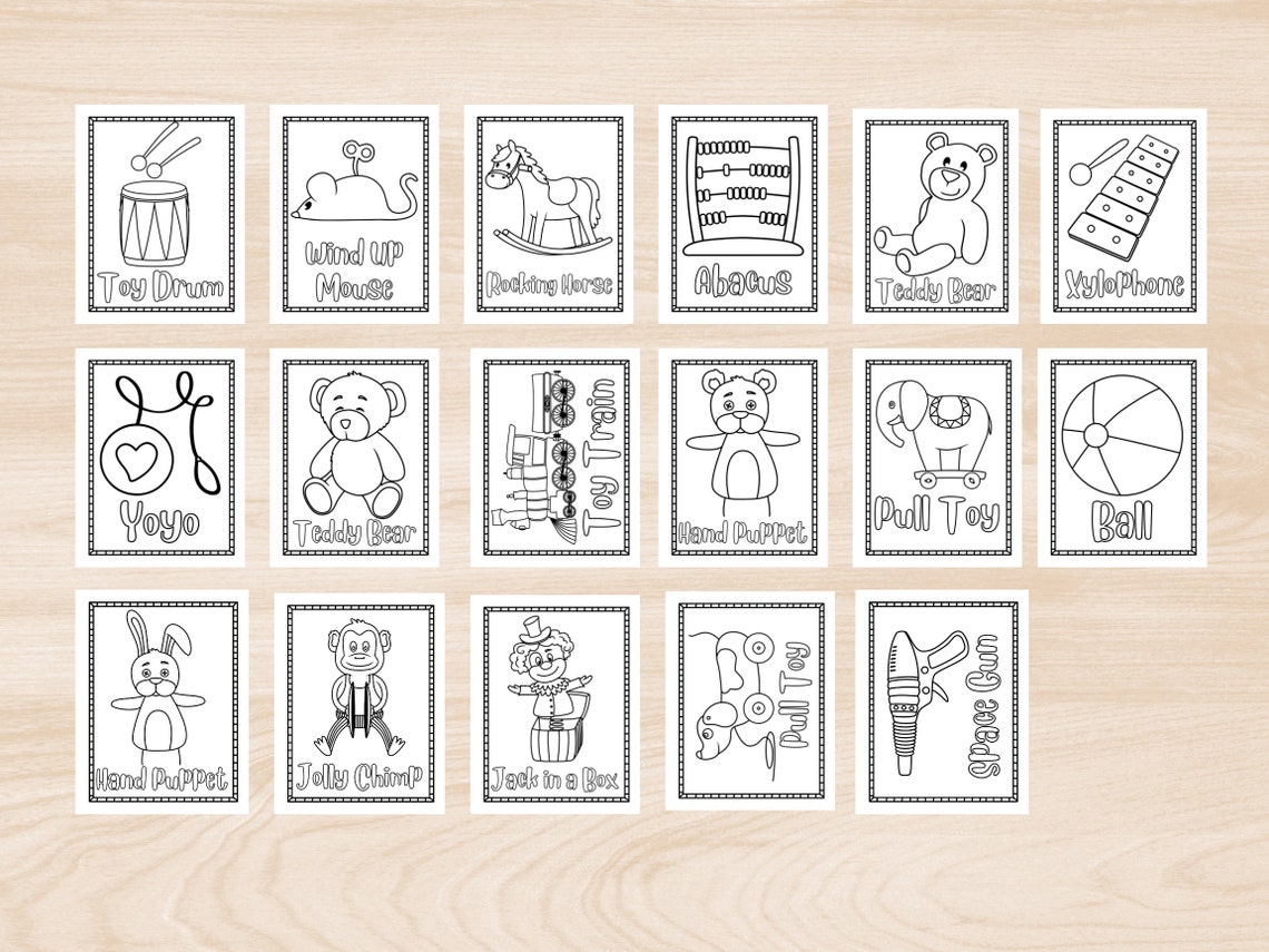 Retro Toys Coloring Pages for Kids. Educational Worksheets for Children ...