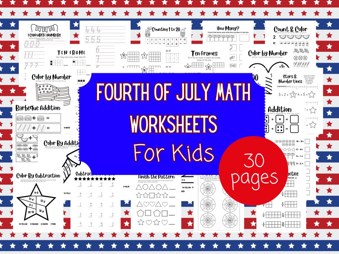 Fourth of July Themed Math Worksheets for Kids. Educational Worksheets ...