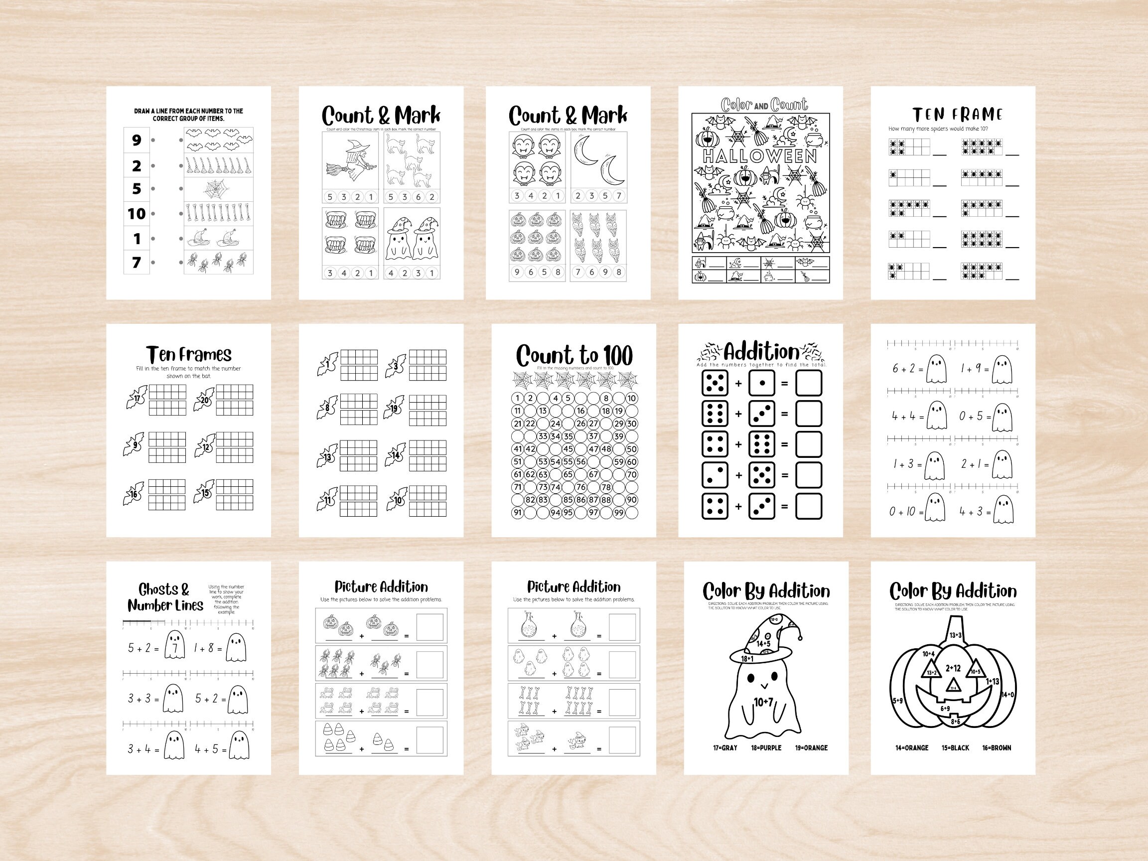Halloween Themed Math Worksheets for Kids. Kindergarten Level Math ...