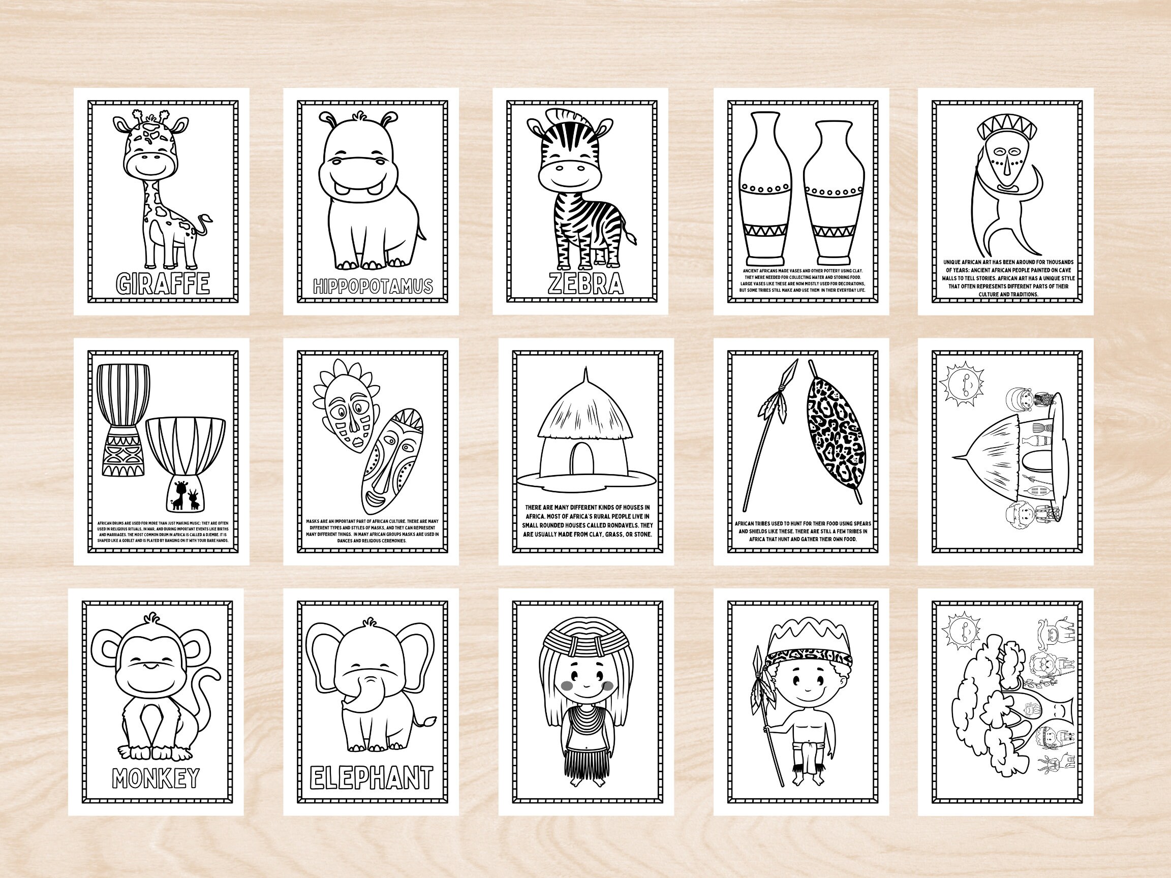 Let's Learn About Africa Coloring Page Bundle. 26 Coloring Activity ...