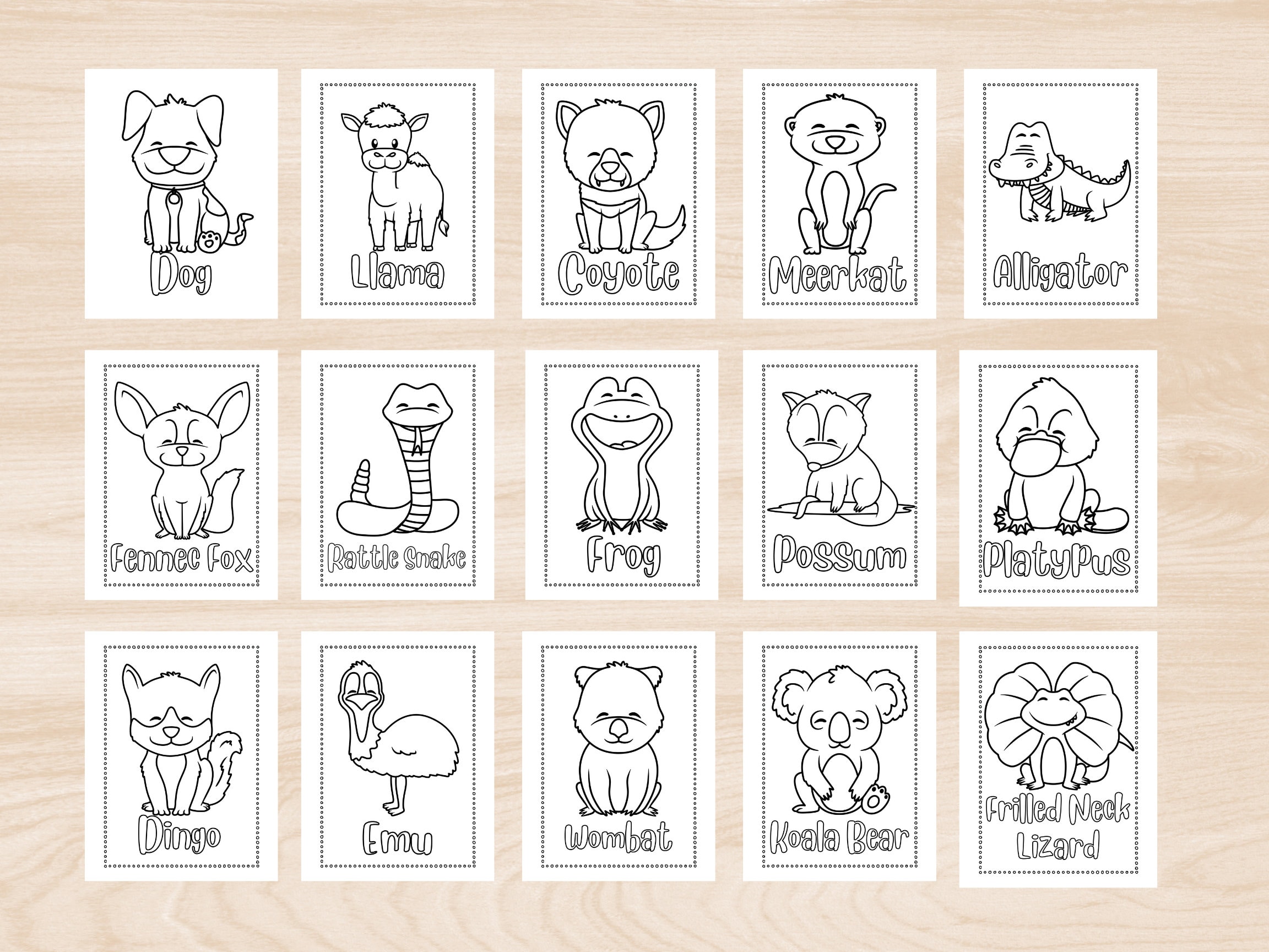 Cute Animal Coloring Page Bundle. Printable Activity for Kids ...
