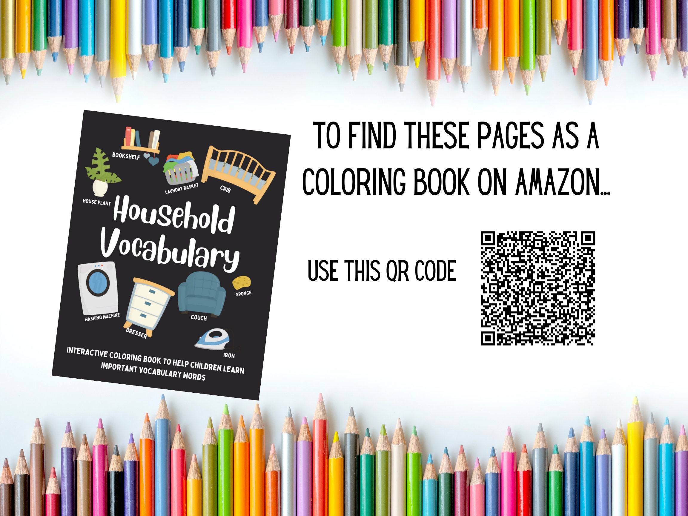 House Vocabulary Coloring Pages for Kids. Educational Coloring Activity ...