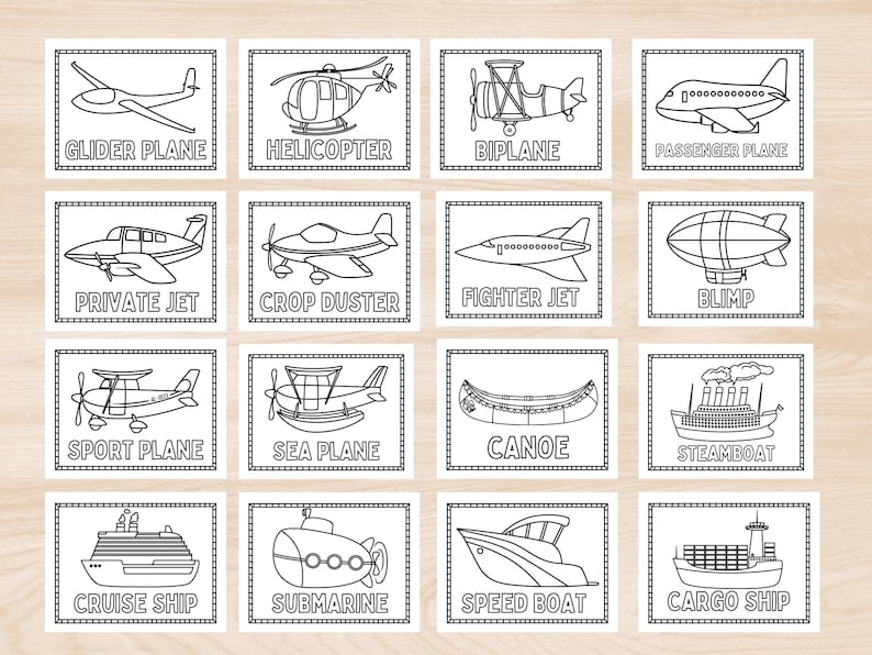 Transportation Coloring Pages. Cars, Trucks, Planes, Boats ...