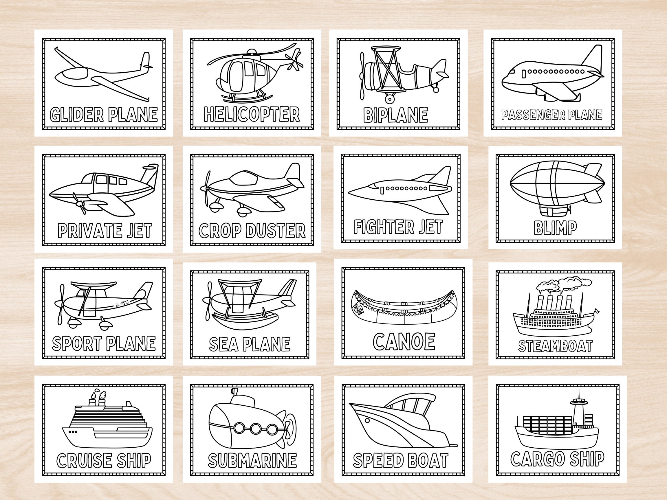Transportation Coloring Pages. Cars, Trucks, Planes, Boats ...