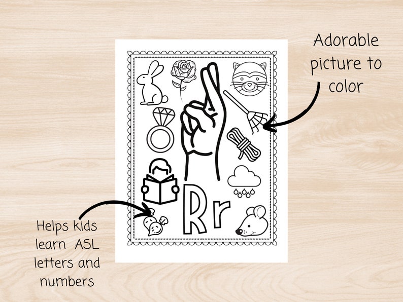 American Sign Language Themed Coloring Page Bundle. Educational ASL ...