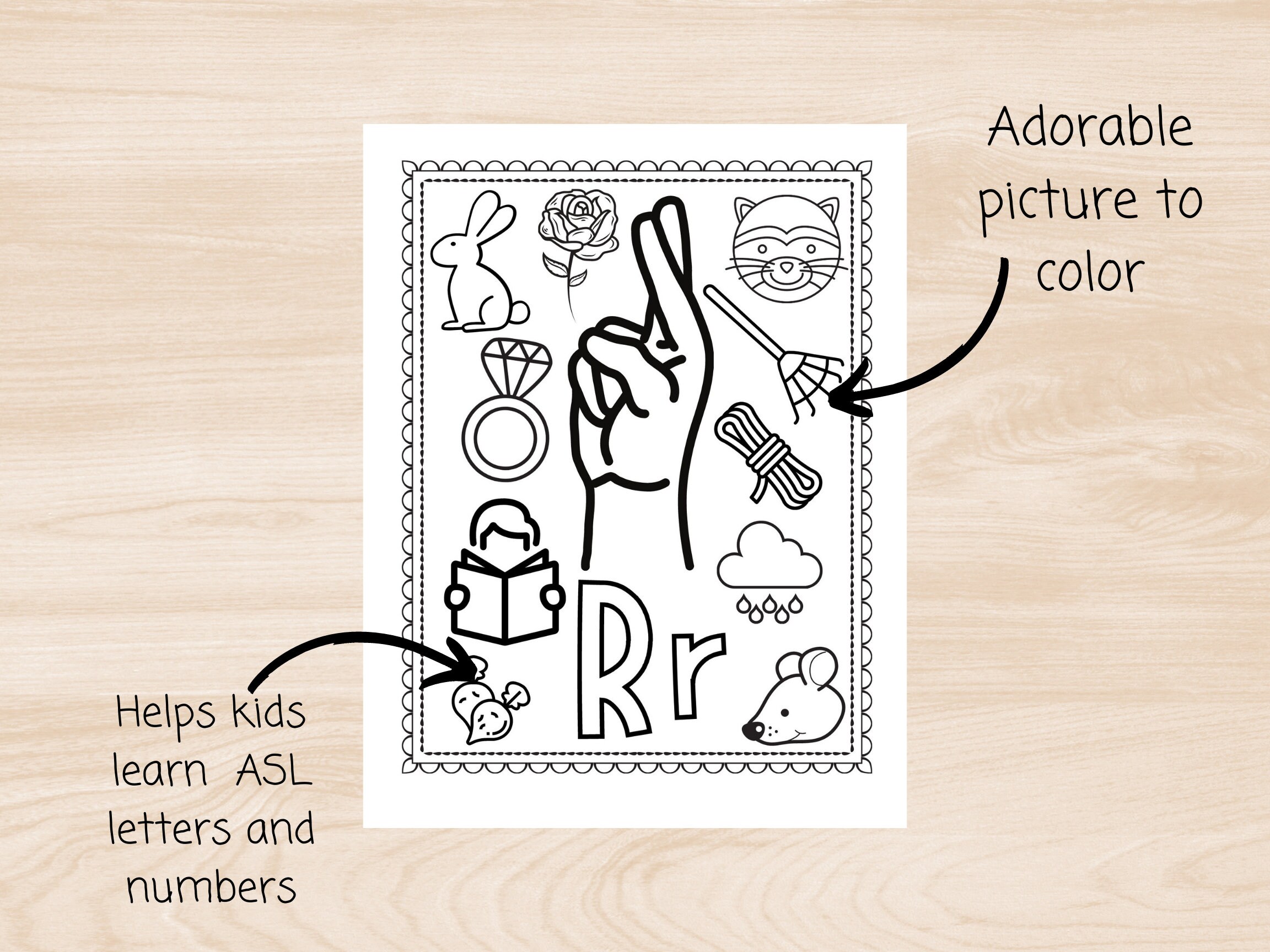 American Sign Language Themed Coloring Page Bundle. Educational ASL ...