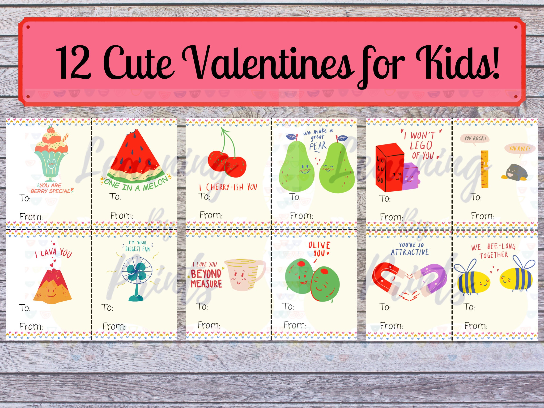 Printable Valentines for Kids. Digital Download Valentine's Day Cards ...