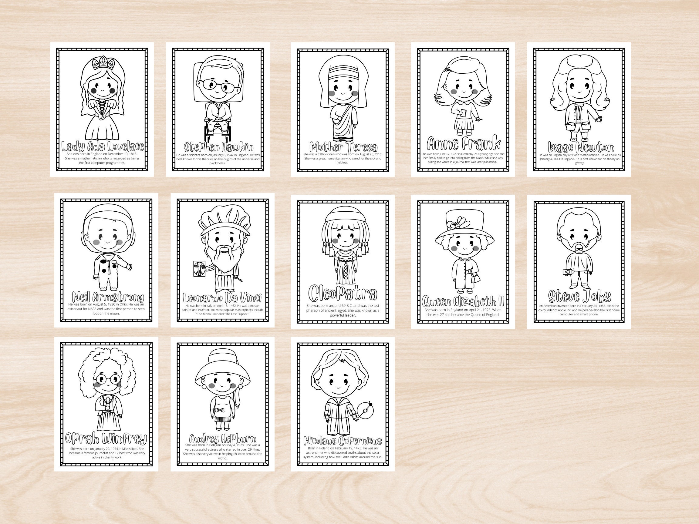 Important People in History Coloring Page Bundle. Homeschool Curriculum ...