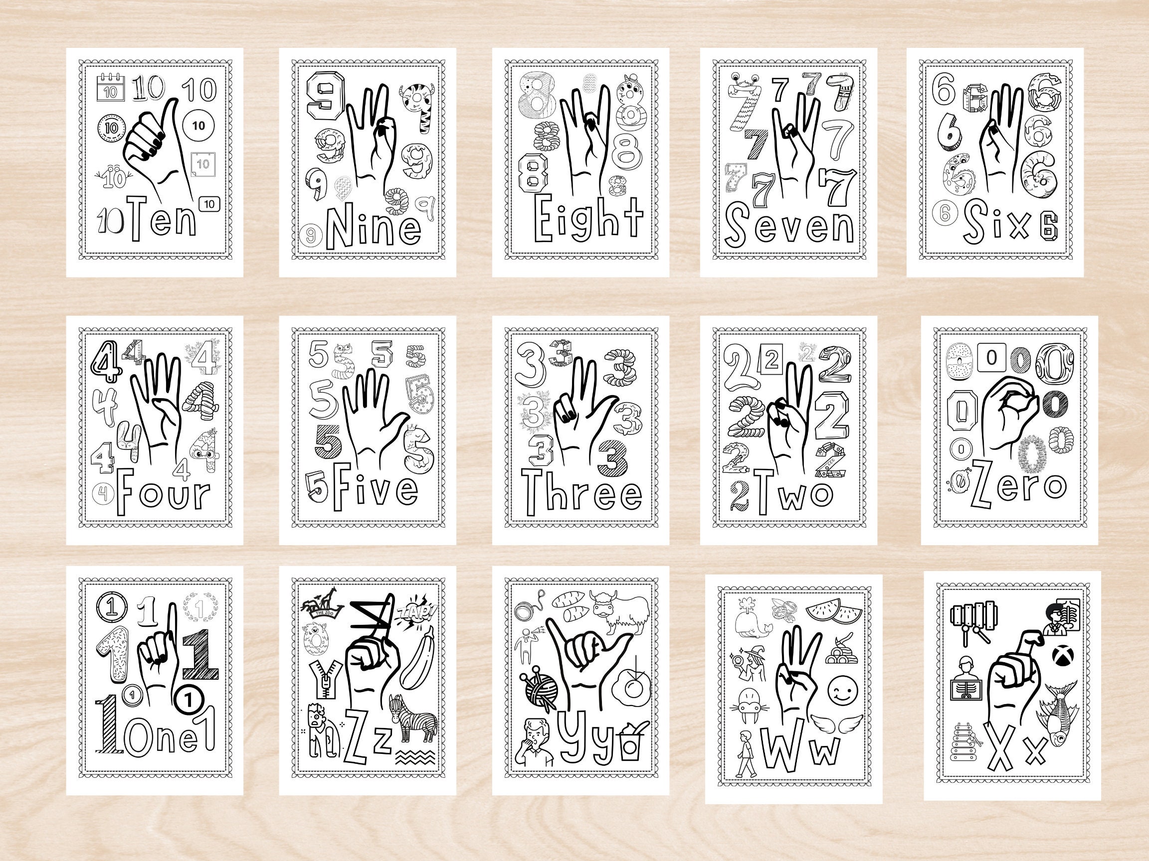 American Sign Language Themed Coloring Page Bundle. Educational ASL ...
