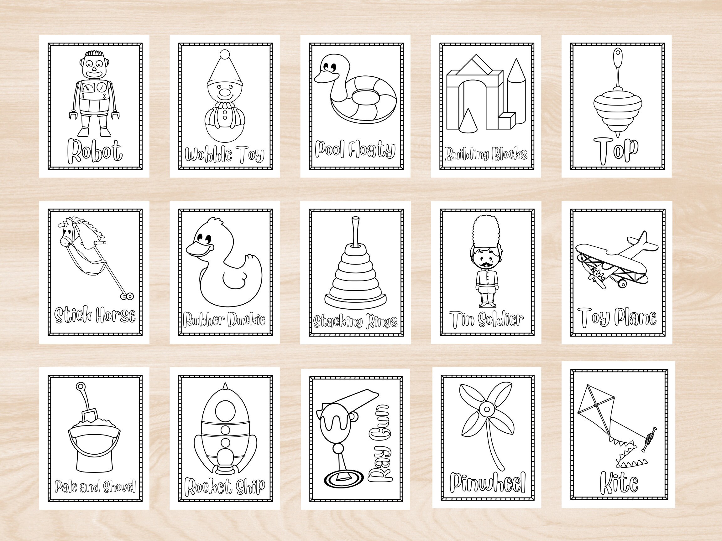 Retro Toys Coloring Pages for Kids. Educational Worksheets for Children ...