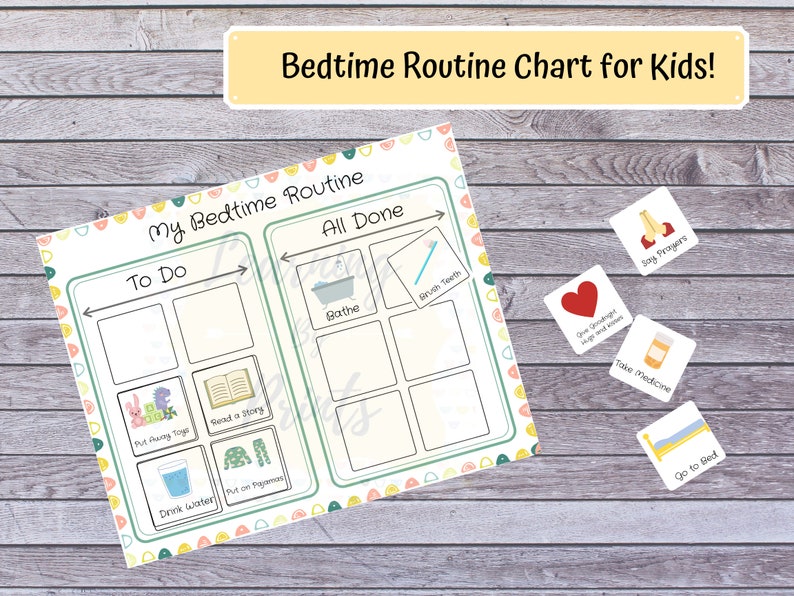 Kids Daily Responsibilities Chart. Printable Bedtime Routine - Etsy