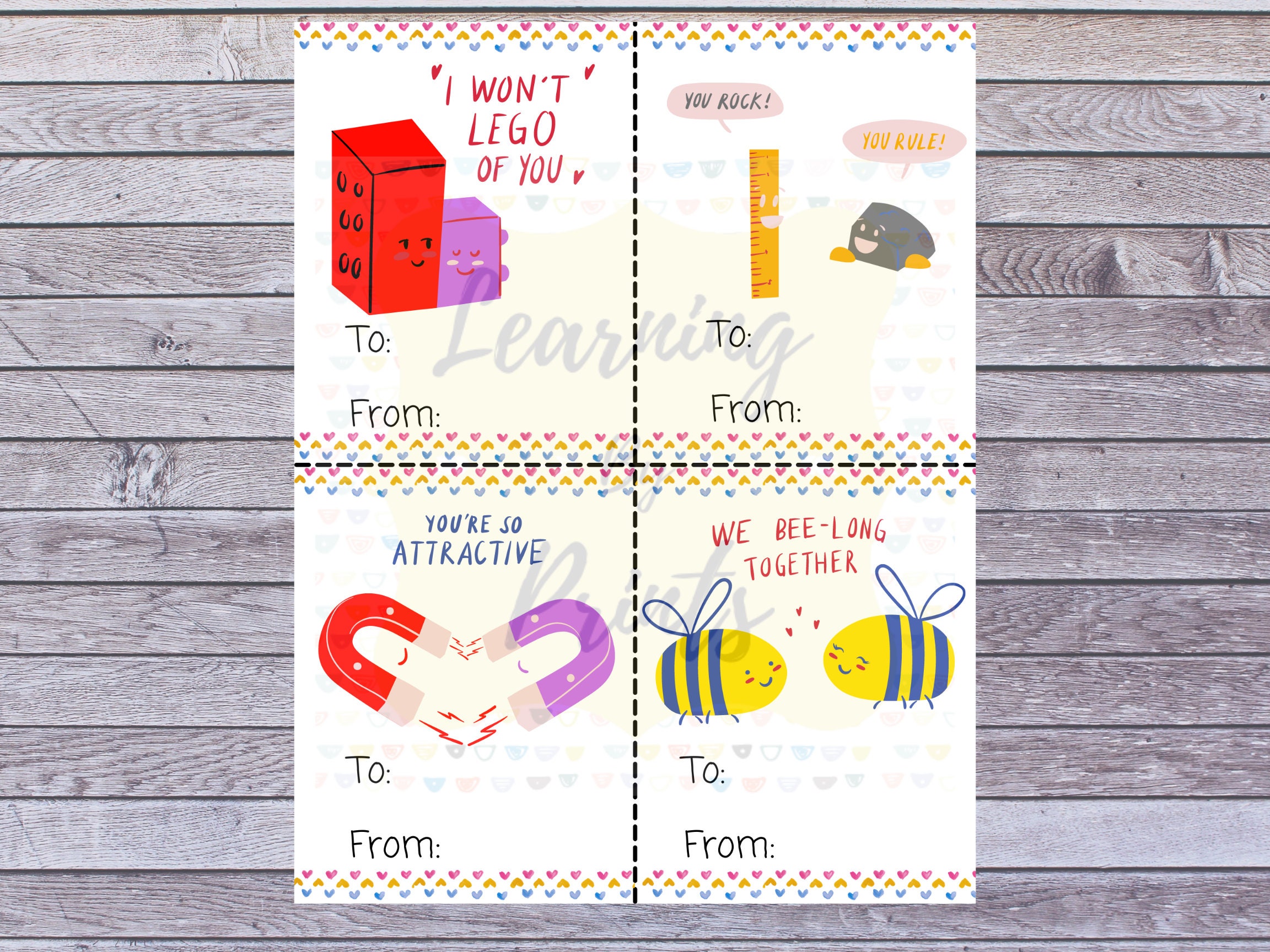 Printable Valentines for Kids. Digital Download Valentine's Day Cards ...