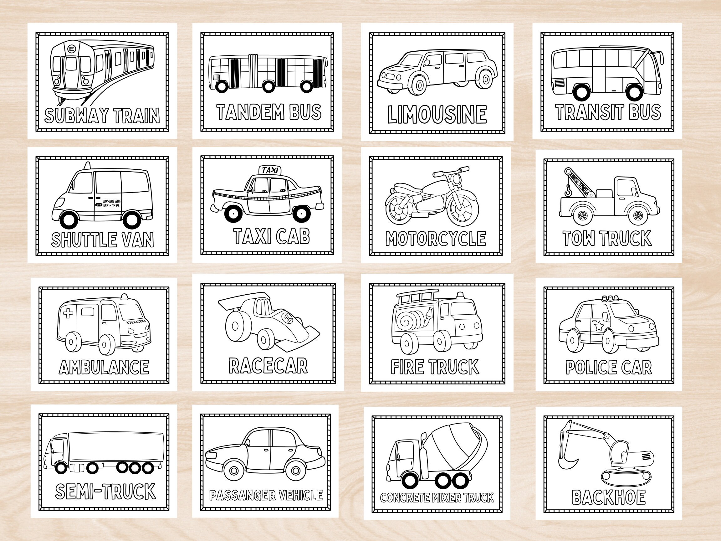 Transportation Coloring Pages. Cars, Trucks, Planes, Boats ...
