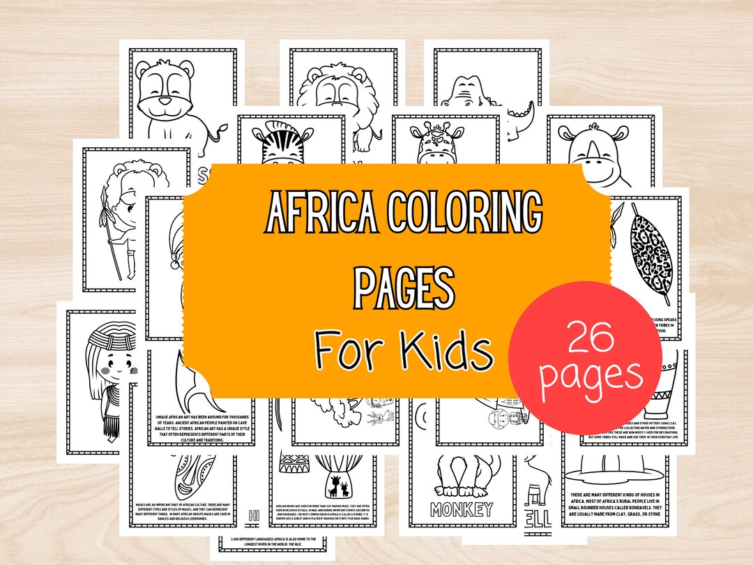 Let's Learn About Africa Coloring Page Bundle. 26 Coloring Activity ...