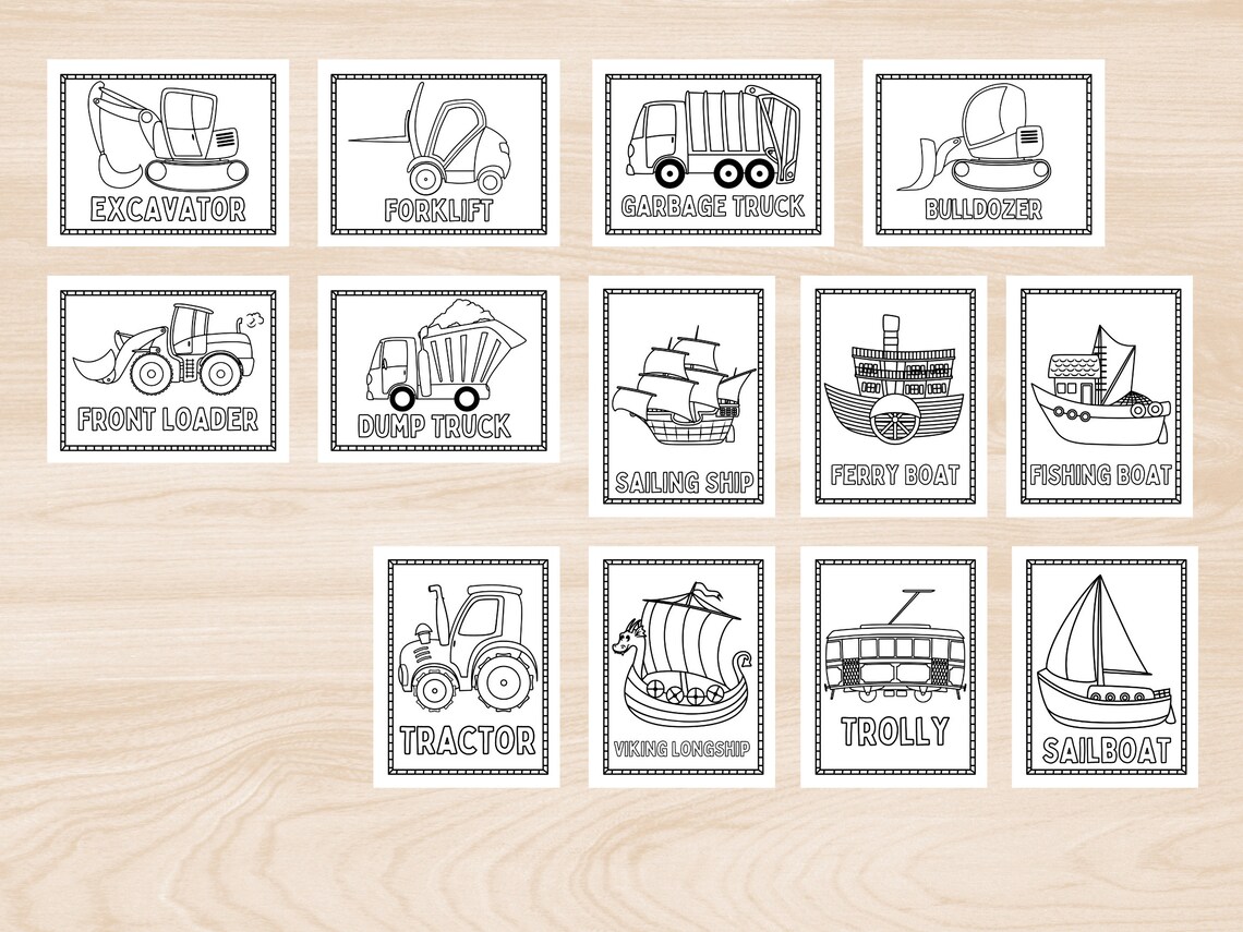 Transportation Coloring Pages. Cars, Trucks, Planes, Boats ...