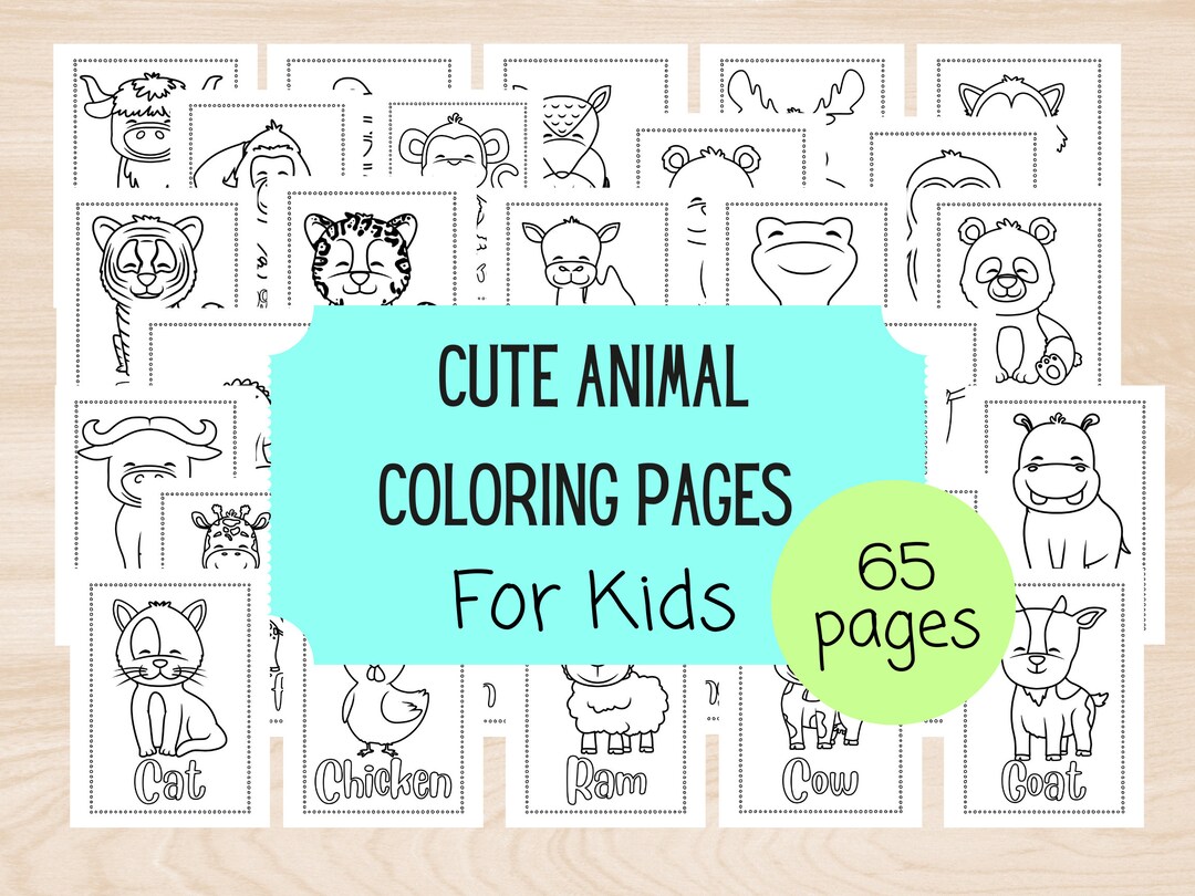 Cute Animal Coloring Page Bundle. Printable Activity for Kids ...