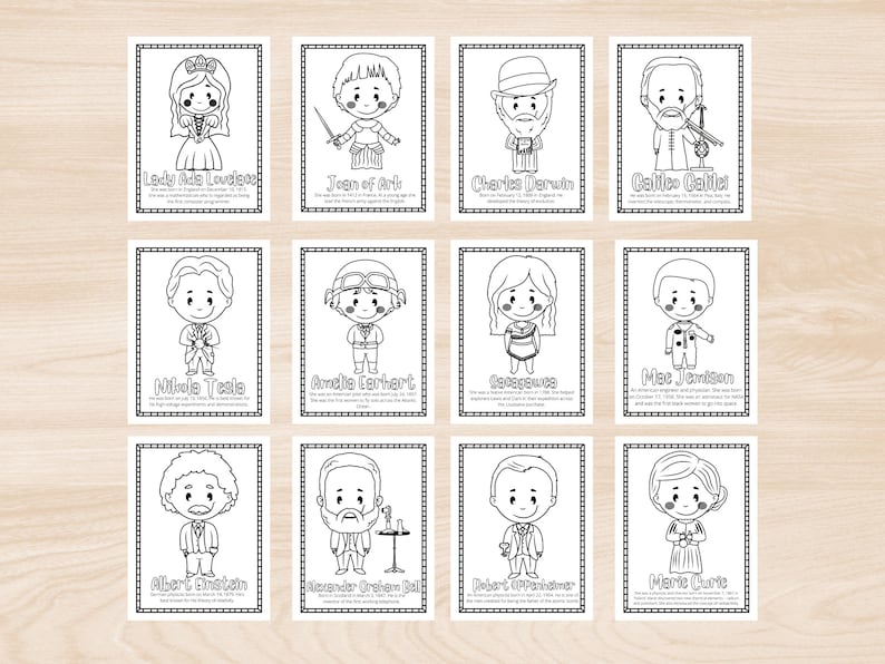 Important People in History Coloring Page Bundle. Homeschool Curriculum ...
