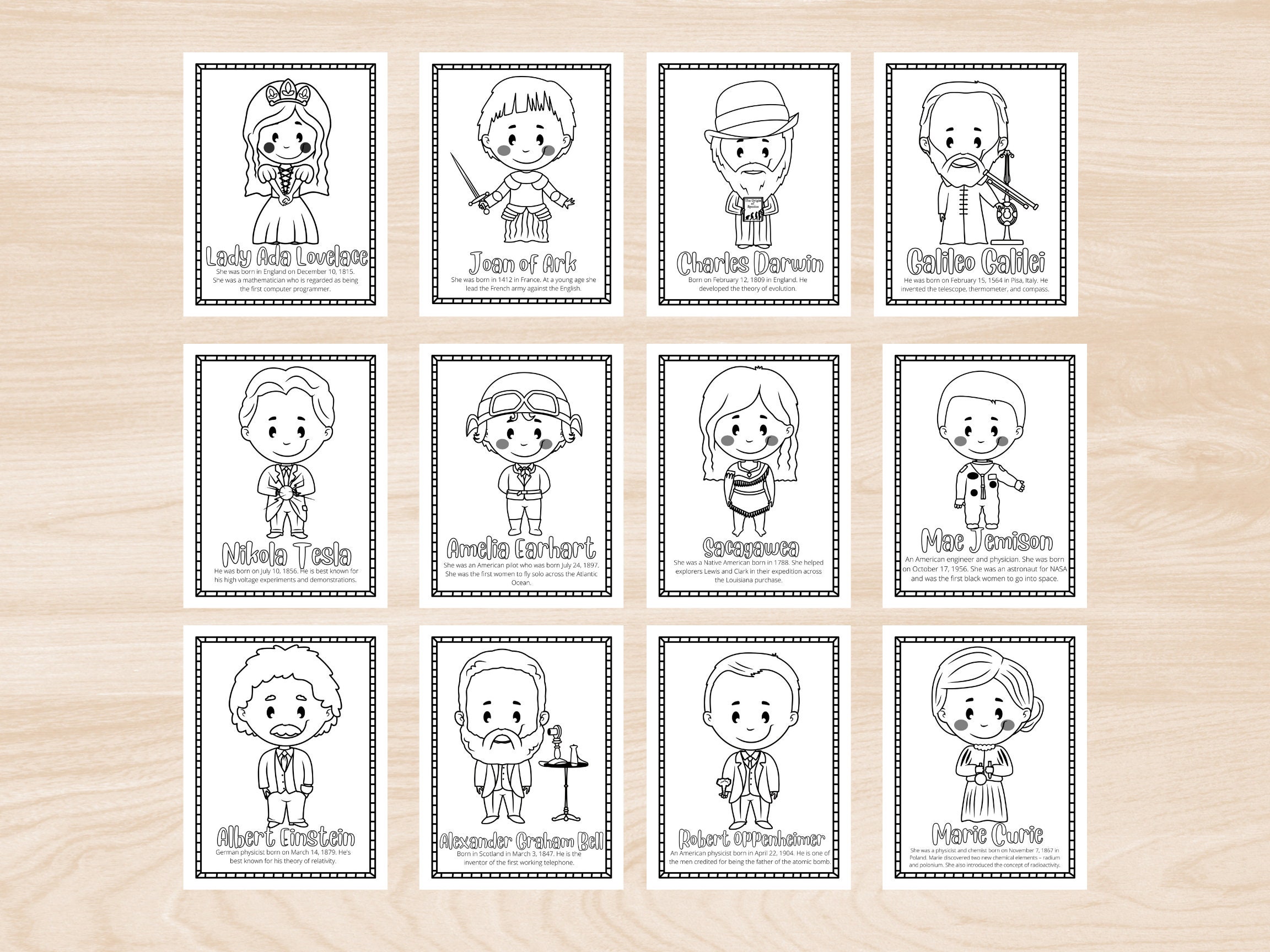 Important People in History Coloring Page Bundle. Homeschool Curriculum ...