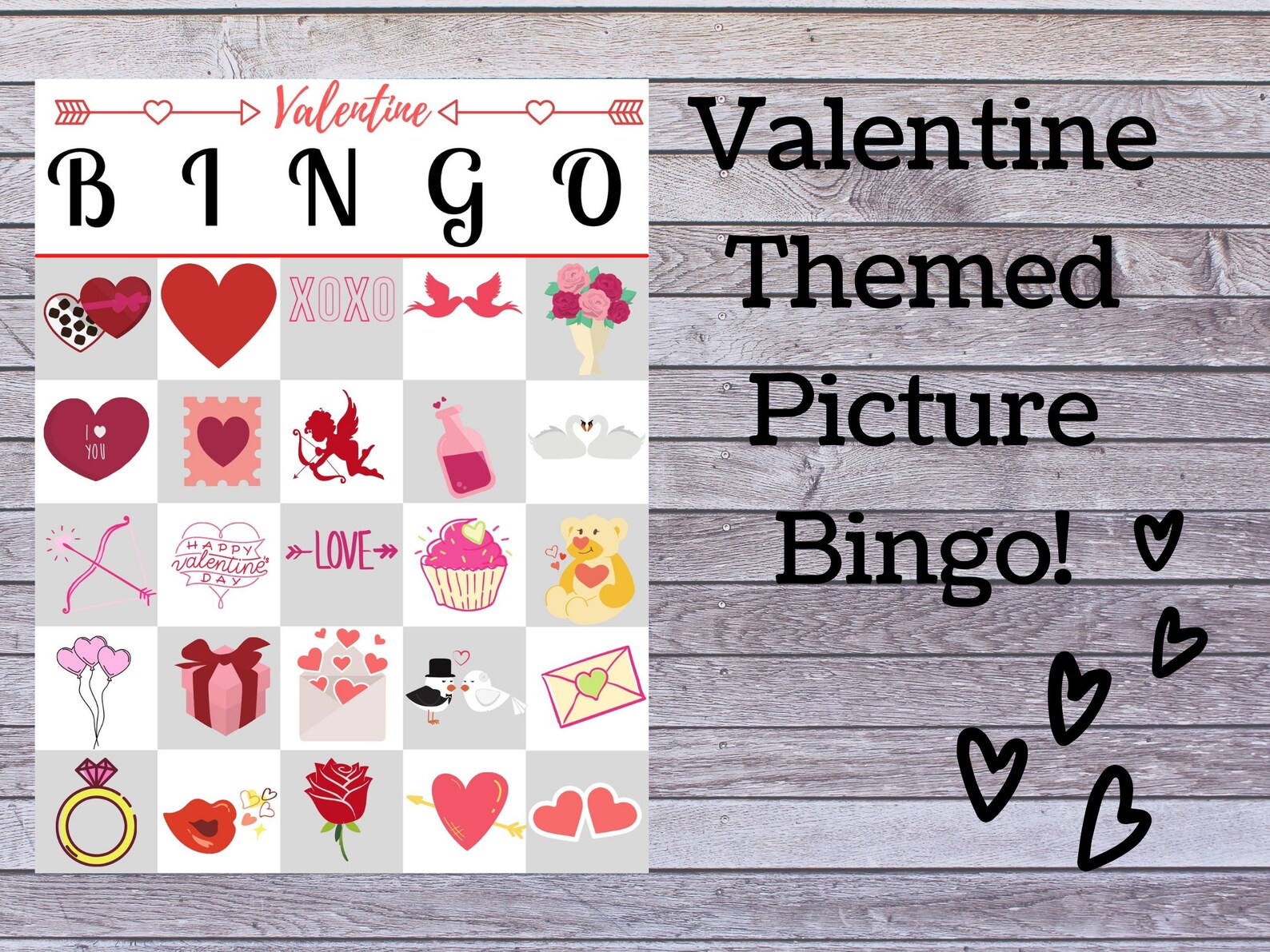 Valentine's Day BINGO Cards. Printable Valentine Themed Picture BINGO ...