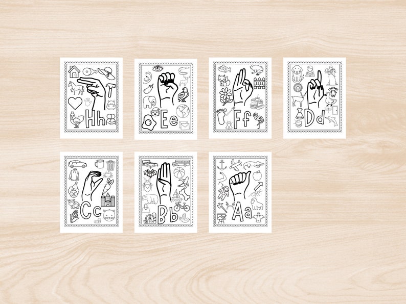 American Sign Language Themed Coloring Page Bundle. Educational ASL ...