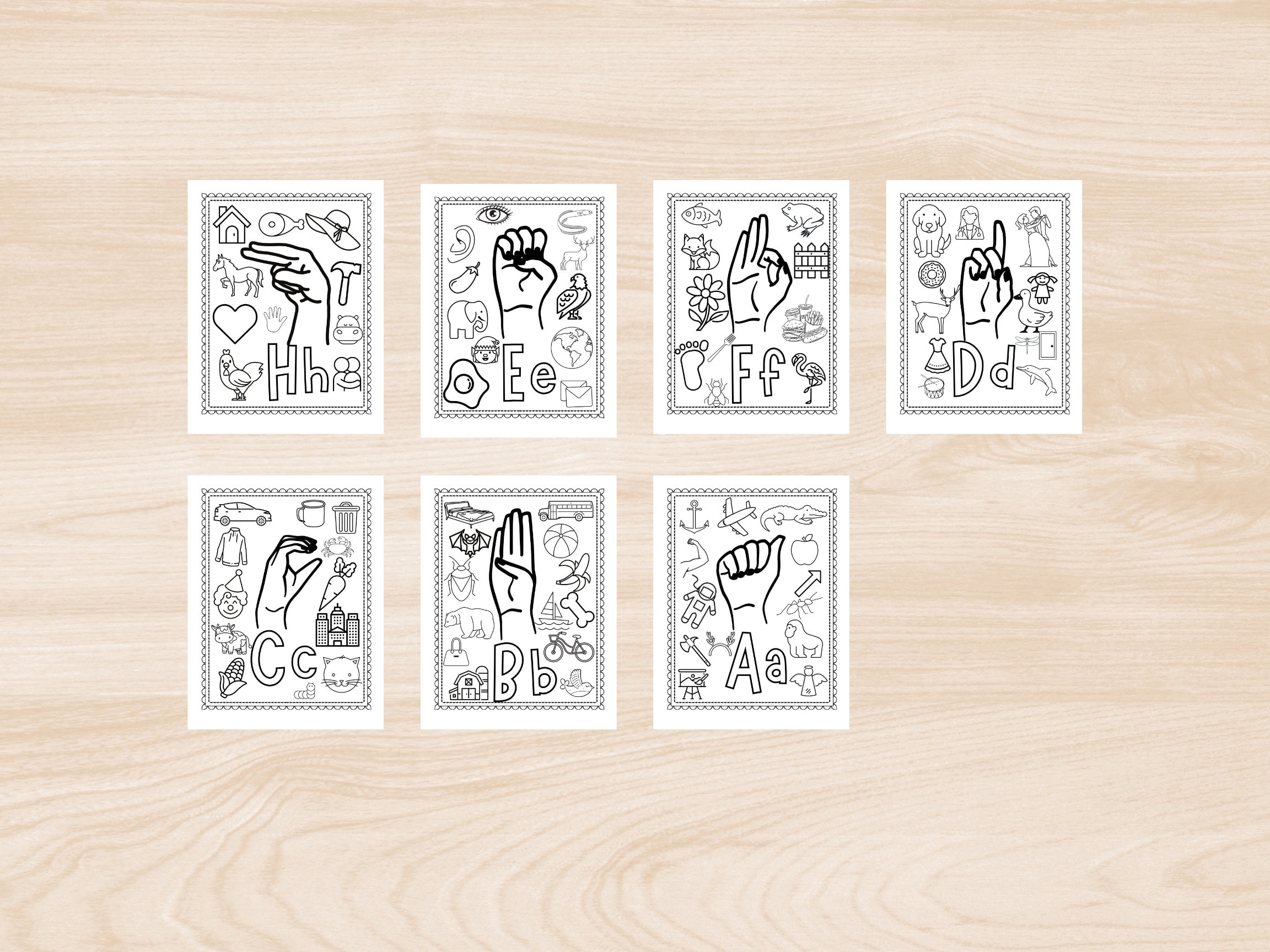 American Sign Language Themed Coloring Page Bundle. Educational ASL ...
