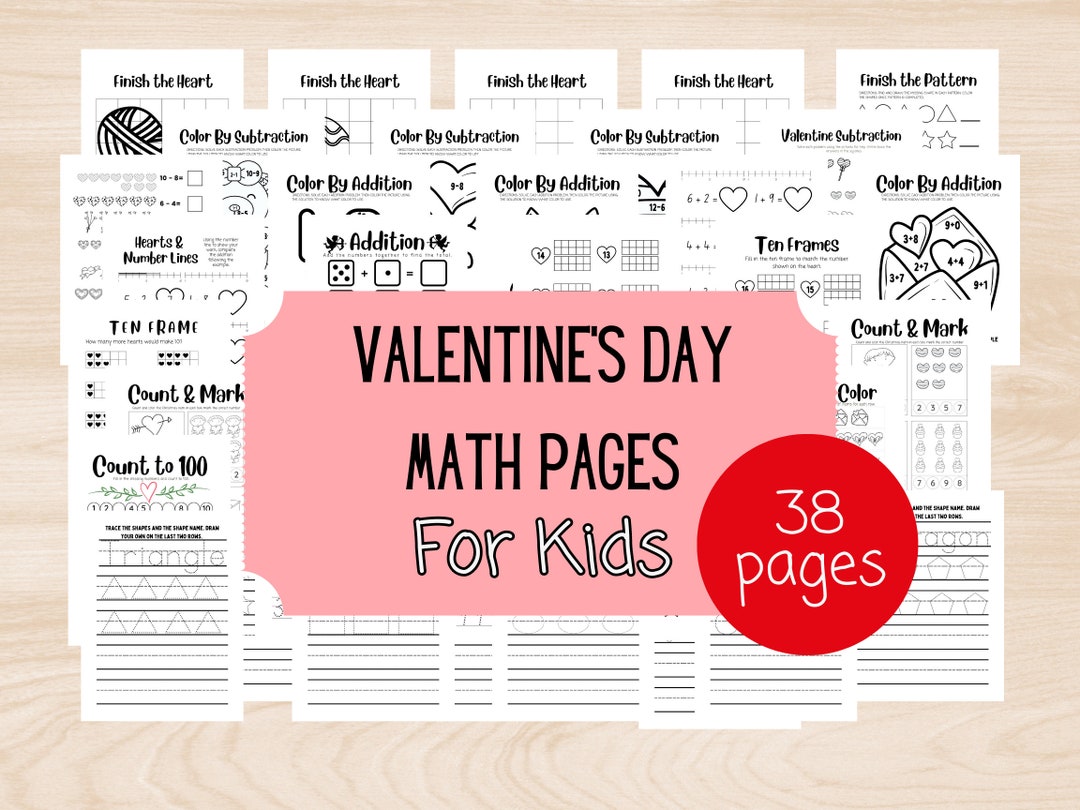 Printable Valentine's Day Math Pages for Kids. Kindergarten and ...