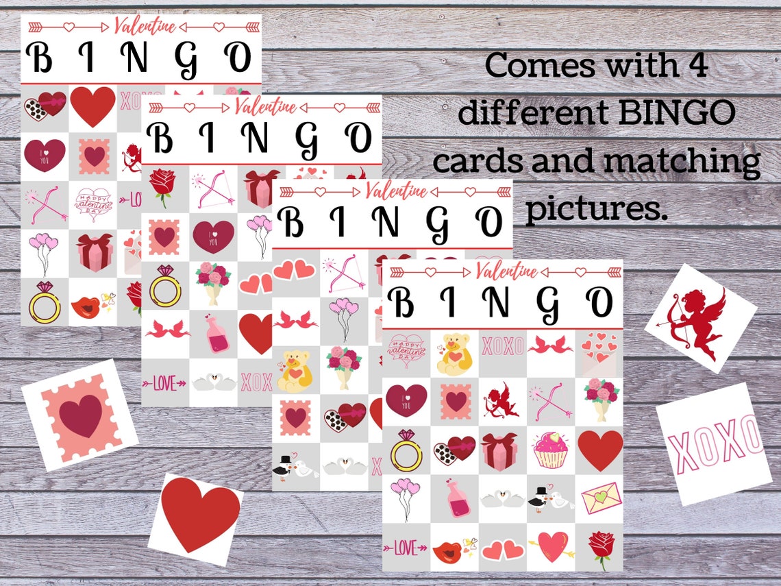 Valentine's Day BINGO Cards. Printable Valentine Themed Picture BINGO ...