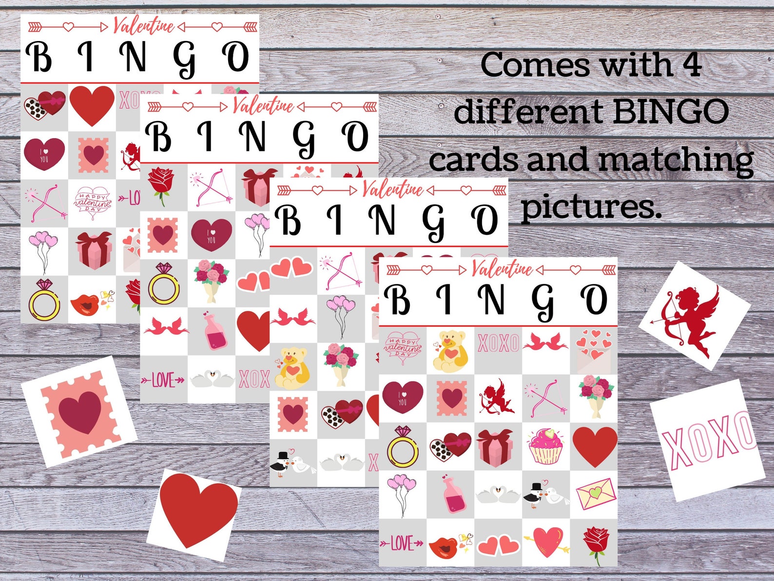 Valentine's Day BINGO Cards. Printable Valentine Themed Picture BINGO ...