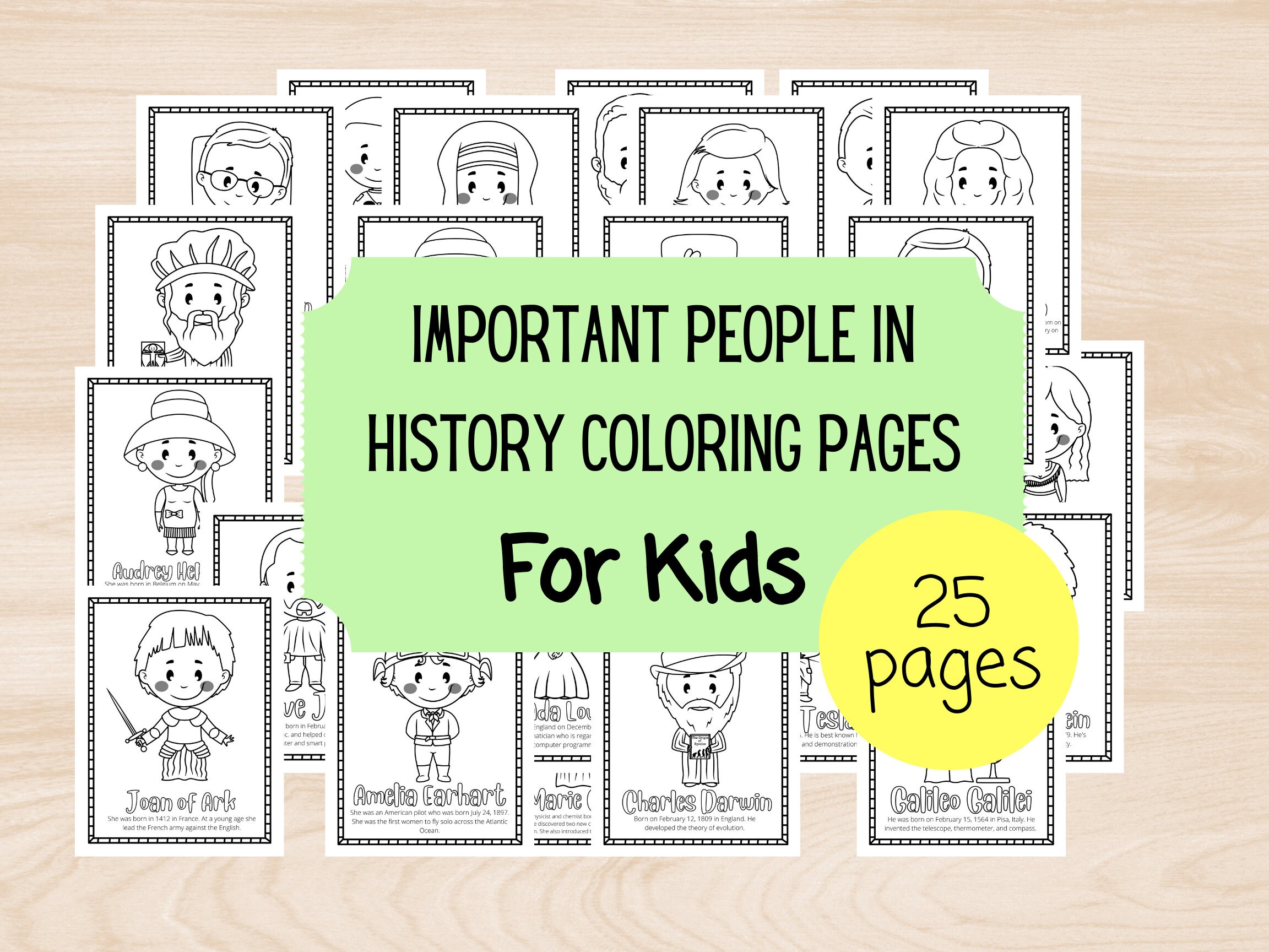 Important People in History Coloring Page Bundle. Homeschool Curriculum ...