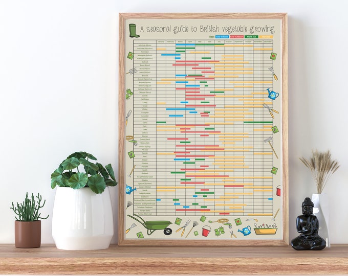A3 Laminated Garden Planting Calendar Year-round Planner for 36 Herbs ...