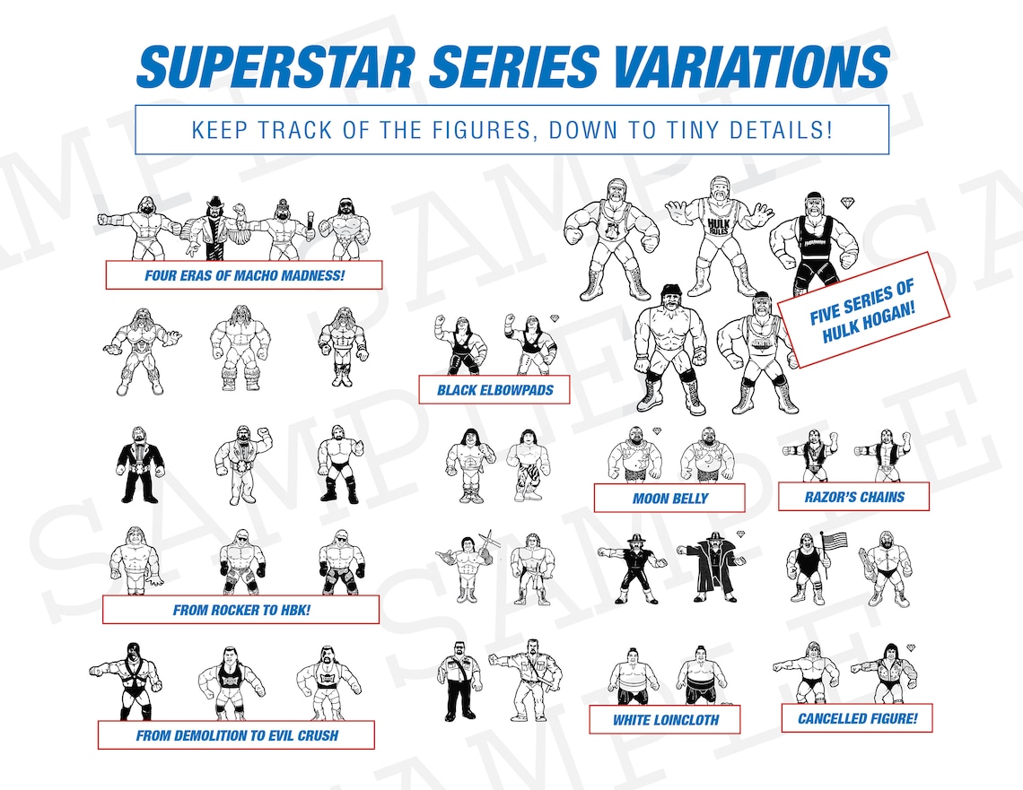 Ultimate WWE WWF Hasbro Collectors Checklist Poster, 18x24 - Etsy